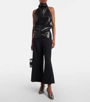 Khaite Walter Cropped Virgin Wool Flared Trousers - Black