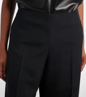 Khaite Walter Cropped Virgin Wool Flared Trousers - Black