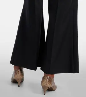 Khaite Walter Cropped Virgin Wool Flared Trousers - Black