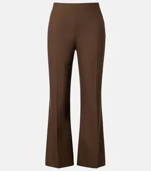 Khaite Khaite Walter Cropped Virgin Wool Flared Trousers Brown