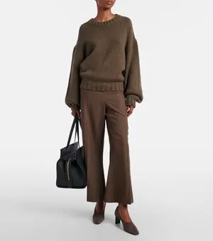 Khaite Walter Cropped Virgin Wool Flared Pants
