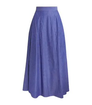 Palmer//harding Cotton Poplin Midi Skirt - Blue