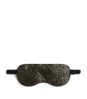 Derek Rose Silk London Toile Eye Mask - Black