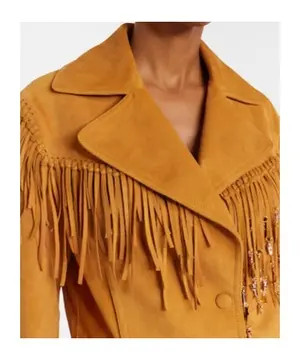 Gabriela Hearst Azra Embellished Fringed Suede Jacket