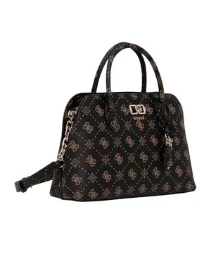 Guess Emelie Logo Monogram Satchel With Detachable Shoulder Strap