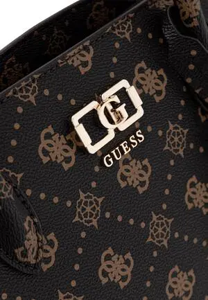 Guess Emelie Logo Monogram Satchel With Detachable Shoulder Strap