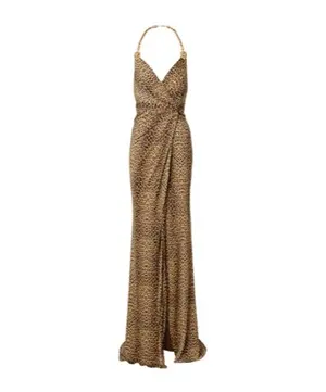Roberto Cavalli Embellished Open-back Gown - Brown
