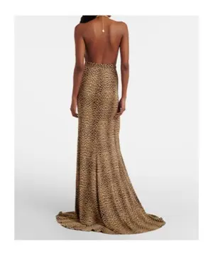Roberto Cavalli Embellished Open-back Gown