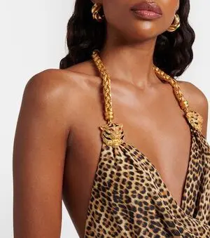 Roberto Cavalli Embellished Open-back Gown