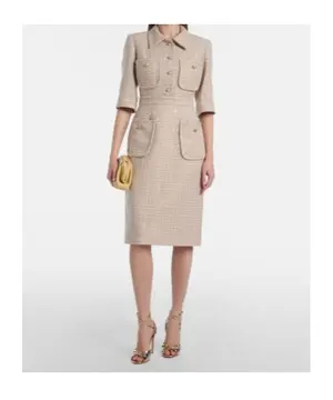 Elie Saab Sequined Tweed Midi Dress