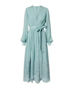Elie Saab Lace-trimmed Silk-blend Midi Dress - Blue