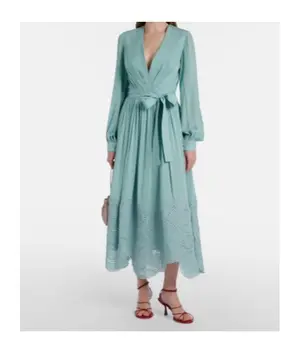 Elie Saab Silk-blend Midi Dress With Lace Trim