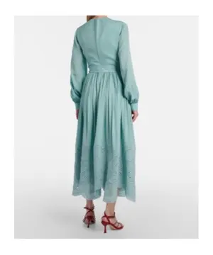 Elie Saab Silk-blend Midi Dress With Lace Trim