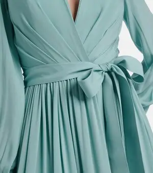 Elie Saab Silk-blend Midi Dress With Lace Trim