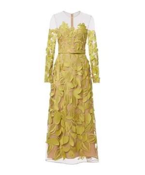 Elie Saab Embroidered Silk-blend Midi Dress - Nude