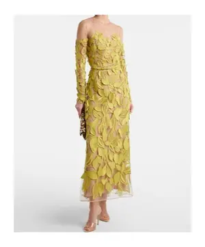 Elie Saab Embroidered Silk-blend Midi Dress
