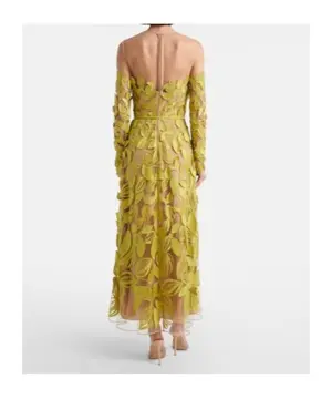 Elie Saab Embroidered Silk-blend Midi Dress