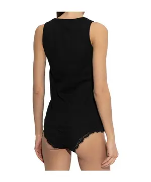 Emporio Armani Ribbed Lace-trimmed Lingerie Top