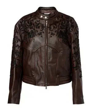 JACQUES WEI Beaded Leather Jacket - Black