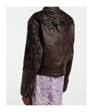 JACQUES WEI Beaded Leather Jacket