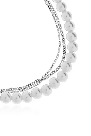 ALLSAINTS Double Chain Glass Pearl Bracelet