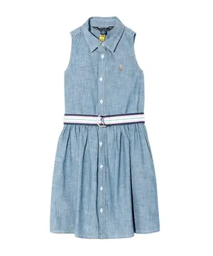 Polo Ralph Lauren Sleeveless Collared Shirt Dress With Logo Detail And Belt