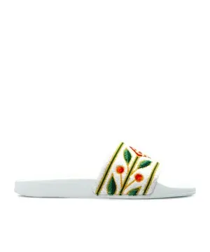 Casablanca Round Toe Slippers - White