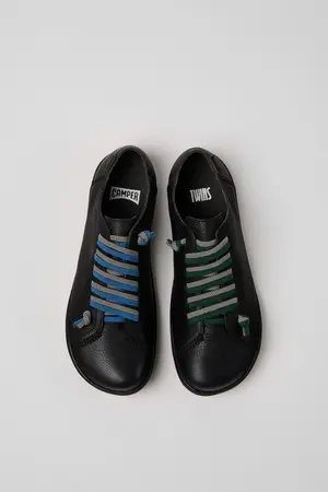 Camper Twins Leather And Recycled Pet Lace-up Sneakers - Black
