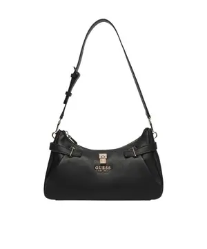 Guess Yesba Pebbled-effect Padlock Shoulder Bag - Black