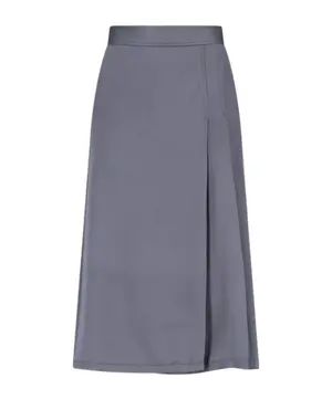 Aspesi Pleated Long Satin Skirt - Gray