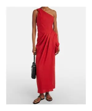 Johanna Ortiz One-shoulder Linen Gown
