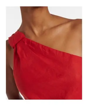 Johanna Ortiz One-shoulder Linen Gown