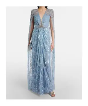 Jenny Packham Symphony Embellished Caped Gown