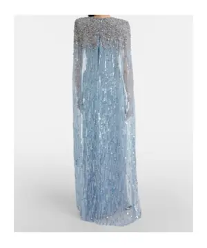 Jenny Packham Symphony Embellished Caped Gown