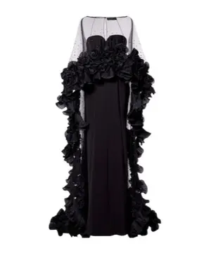Jenny Packham Ruffled Caped Gown