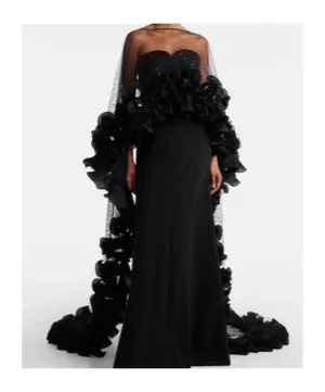 Jenny Packham Ruffled Caped Gown
