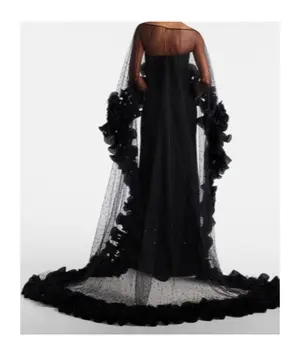 Jenny Packham Ruffled Caped Gown