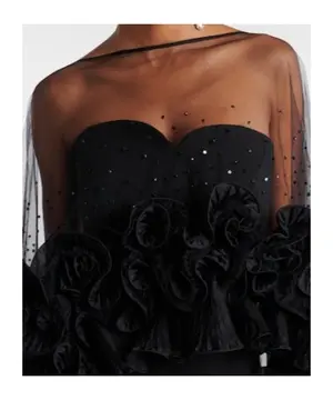 Jenny Packham Ruffled Caped Gown