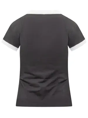 GANNI Cropped Teddy Bear Graphic T-shirt - Phantom Black
