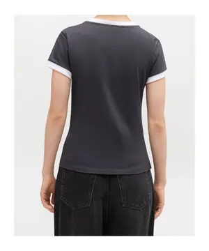 GANNI Cropped Teddy Bear Graphic T-shirt - Phantom Black