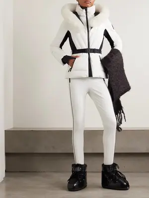 Mackage Belted Waist Ski Jacket With Fur-trimmed Hood