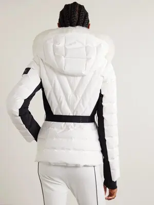 Mackage Belted Waist Ski Jacket With Fur-trimmed Hood