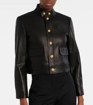 NILI LOTAN Hadley Cropped Leather Jacket