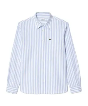 Lacoste Striped Regular Fit Oxford Shirt - Blue