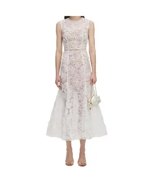SELF-PORTRAIT Tulle Lace Midi Dress