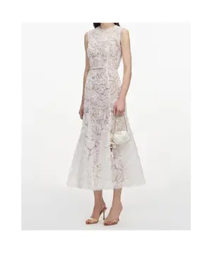 SELF-PORTRAIT Tulle Lace Midi Dress