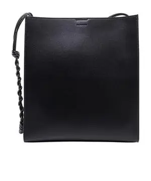 JIL SANDER Logo Embossed Braided Strapped Shoulder Bag - Black