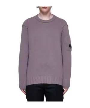 C.P. COMPANY Long-sleeved Crewneck Jumper With Zippered Pockets - Gray