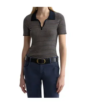 NILI LOTAN Gemmatta Striped Polo Shirt