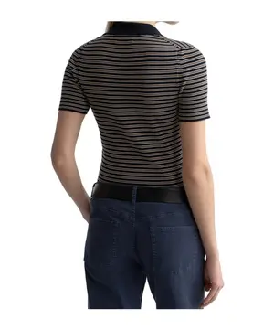 NILI LOTAN Gemmatta Striped Polo Shirt
